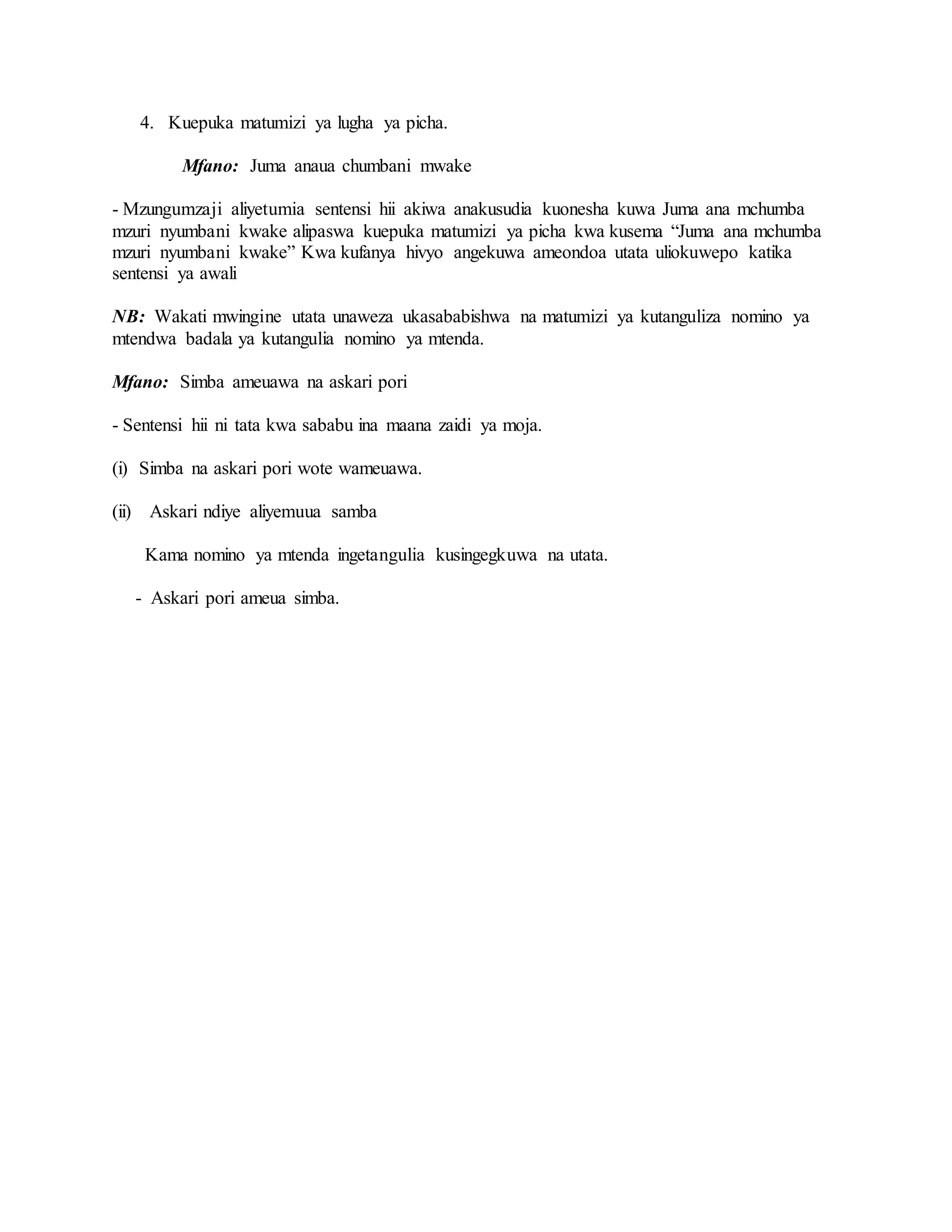 UTUMIZI WA LUGHA | PDF