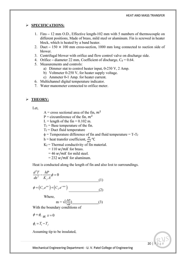Heat and Mass Transfer Practical Manual (C Coded) | PDF