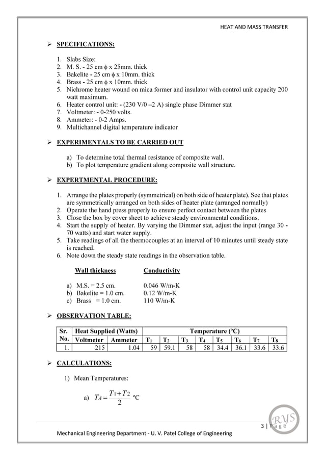 Heat and Mass Transfer Practical Manual (C Coded) | PDF