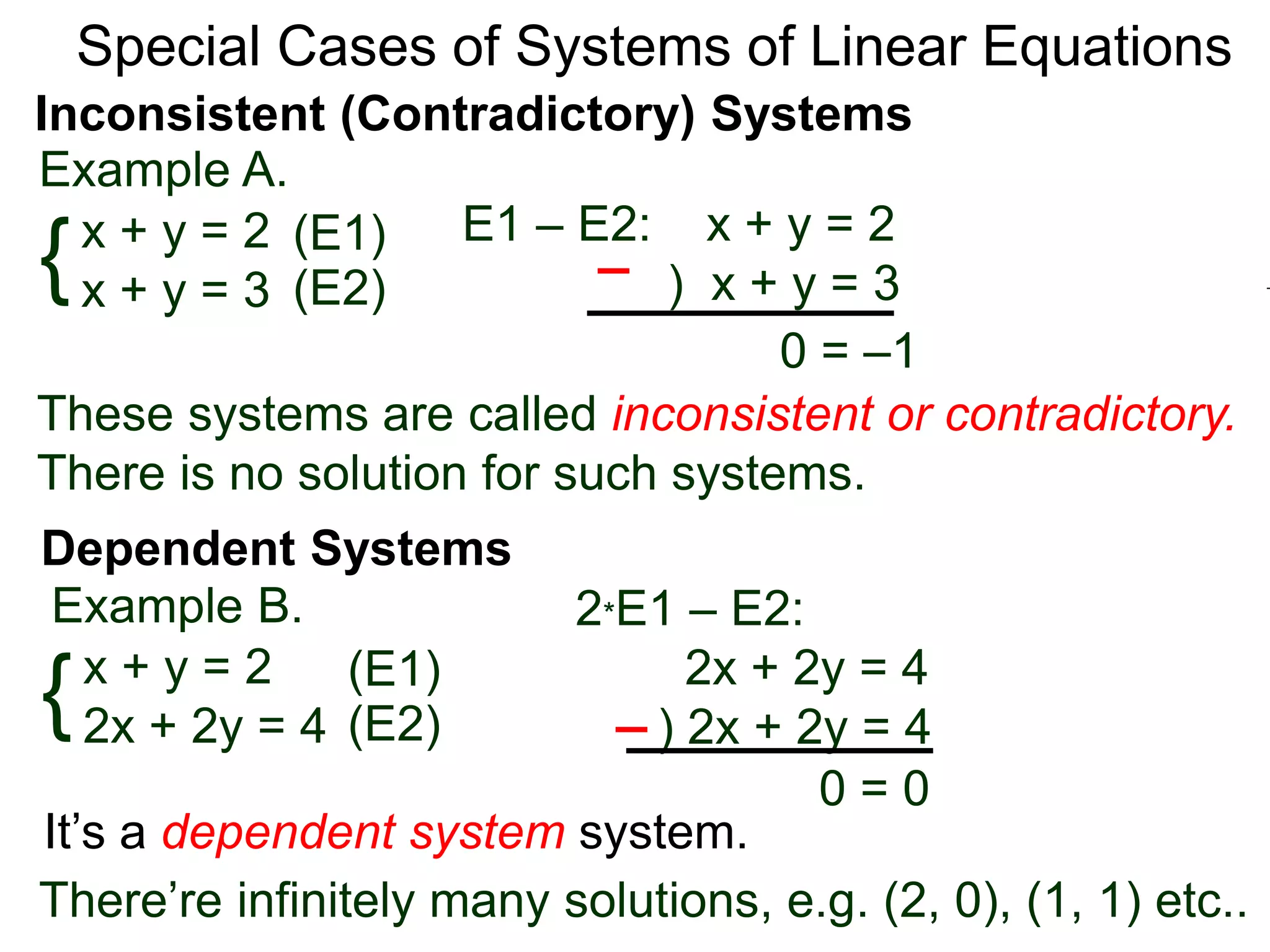 6.2 special cases system of linear equations t | PPTX