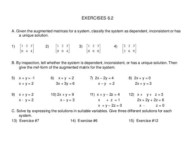 6.2 special cases system of linear equations t