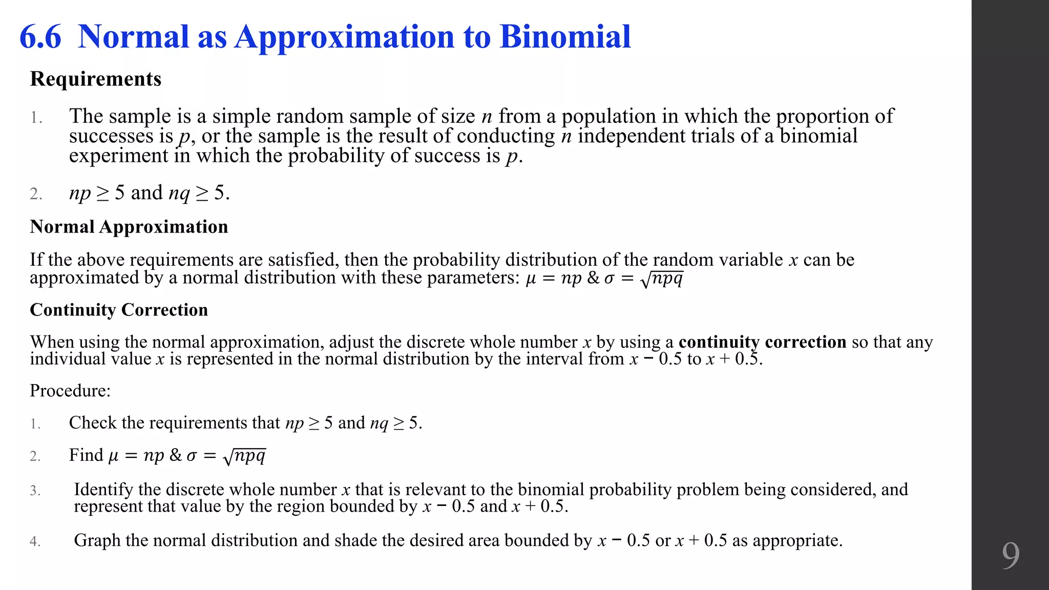 Normal as Approximation to Binomial | PPTX Normal as Approximation to Binomial | PPTX