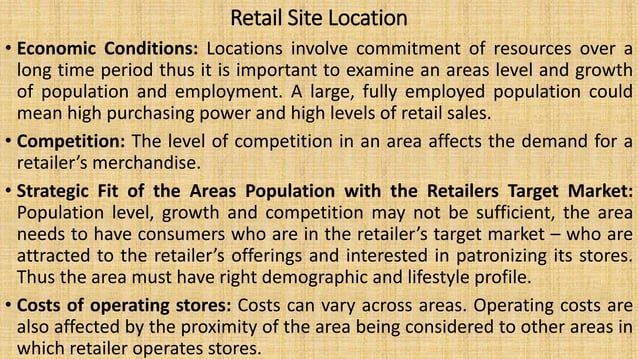 6. Retail Location Planning, Retail Site Location