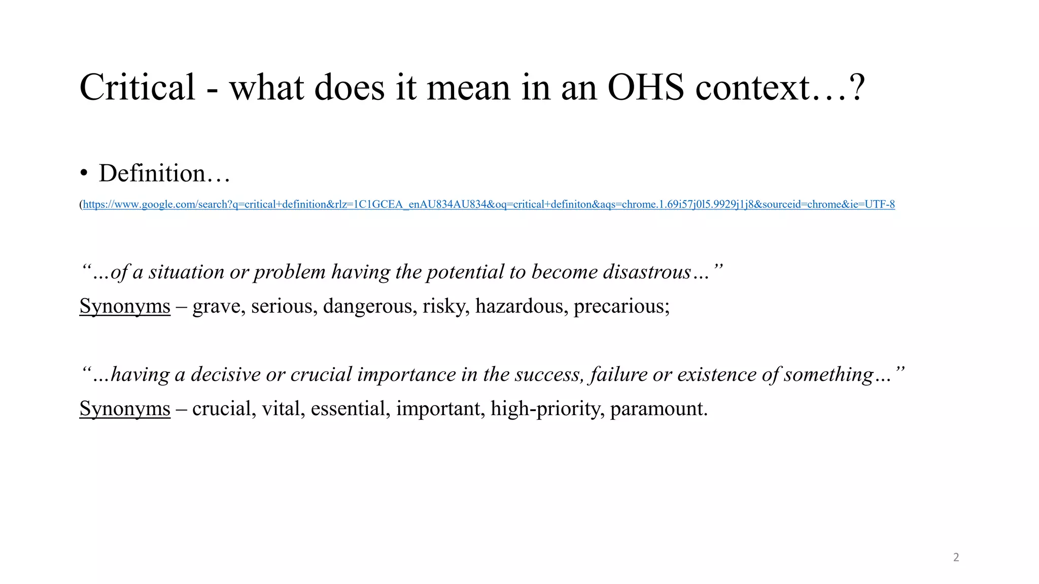 Critical Risk – it’s focus and application | PDF