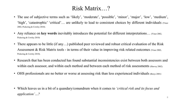 Critical Risk – it’s focus and application | PPT