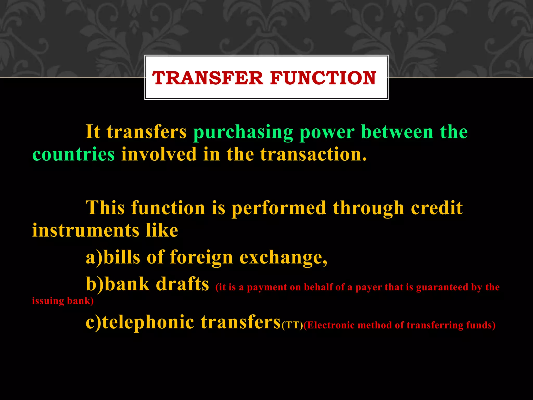 FUNCTIONS OF FOREIGN EXCHANGE MARKET | PPTX FUNCTIONS OF FOREIGN EXCHANGE MARKET | PPTX