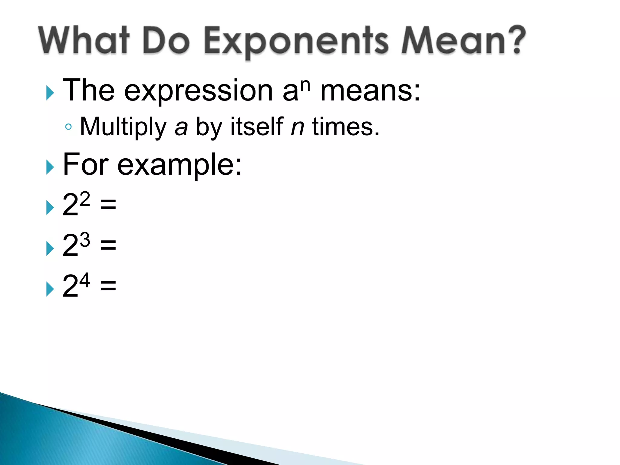 6.1 Properties of Exponents | PPT