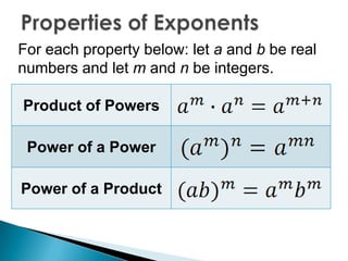 6.1 Properties of Exponents | PPT