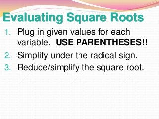 6 1 properties of square roots | PPTX