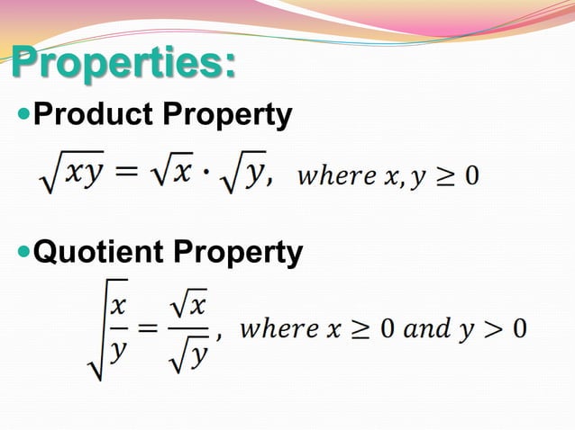 6 1 properties of square roots | PPTX