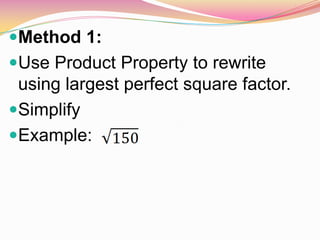 6 1 properties of square roots | PPTX