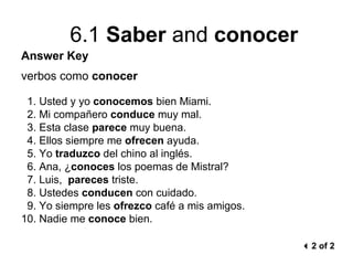 6.1 Saber and conocer | PPT