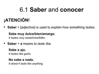 6.1 Saber and conocer | PPT