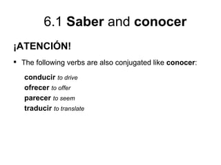6.1 Saber and conocer | PPT