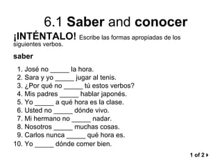 6.1 Saber and conocer | PPT