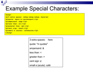 6.1 special characters | PPT | Web Design and HTML | Internet