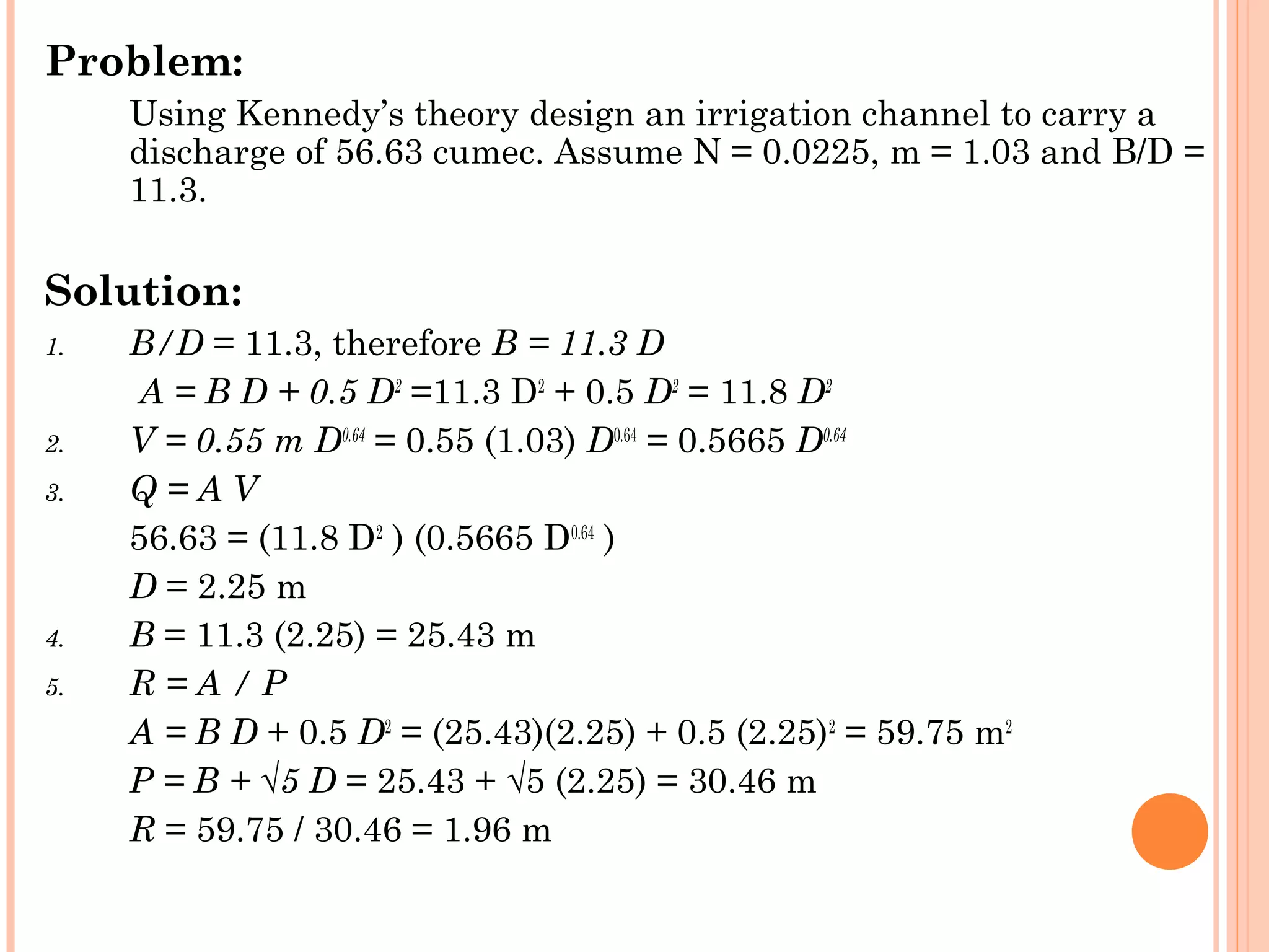 Design Of Hydraulic Structure - Kennedy's Theory | PPT
