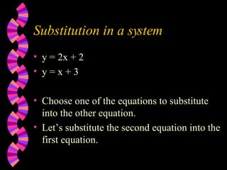 6 2 Solving Systems with substitution | PPT