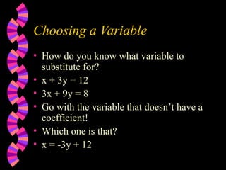 6 2 Solving Systems with substitution | PPT