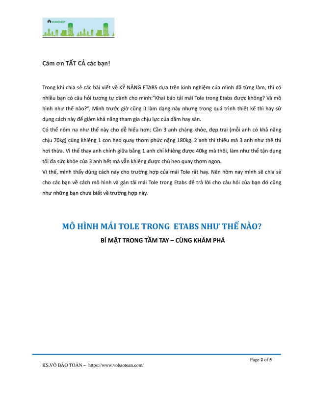 MÔ HÌNH MÁI TOLE TRONG ETABS NHƯ THẾ NÀO? - Bài 6 | PDF
