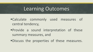 Measures of Central Tendency | PPTX | Personal Finance