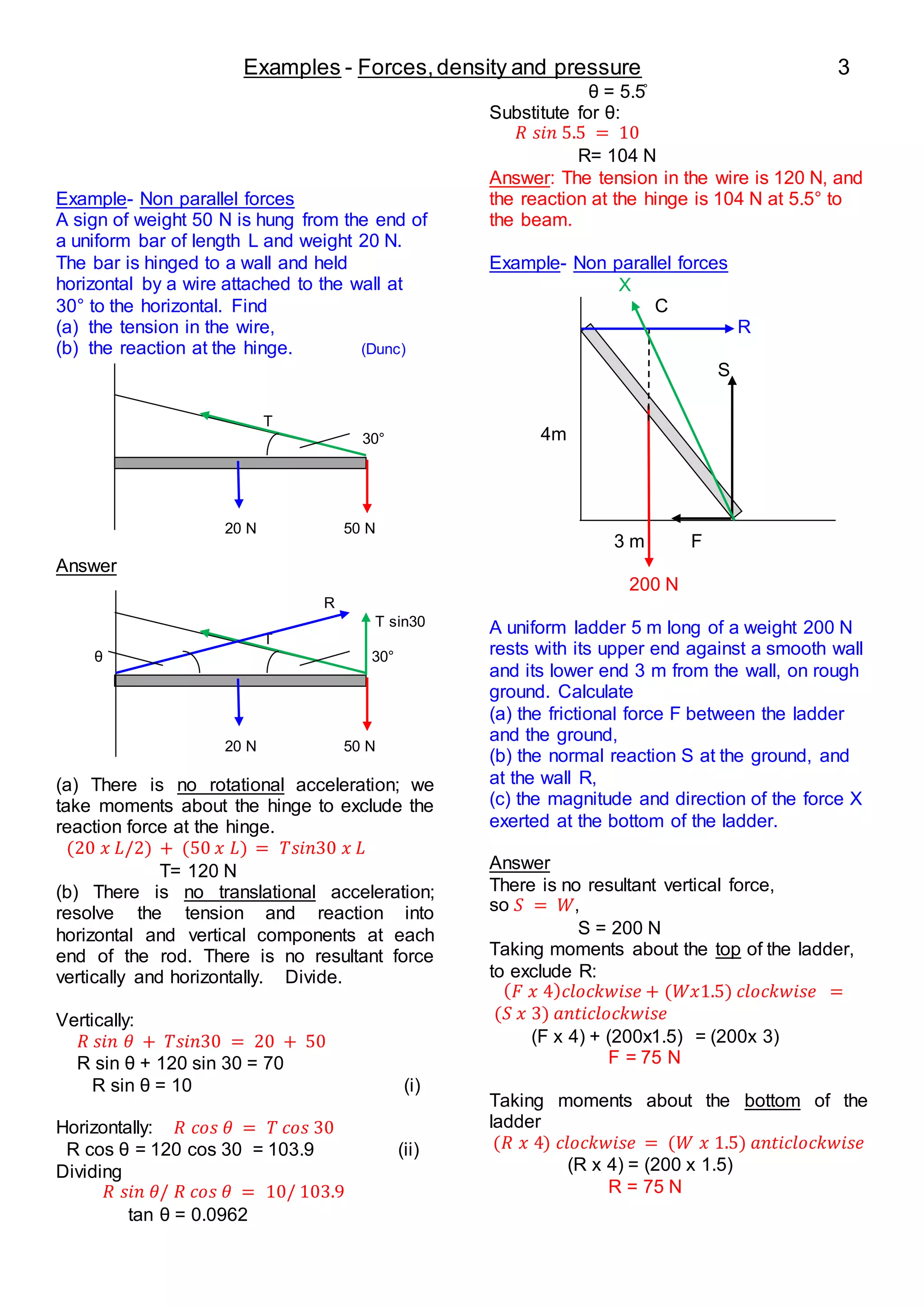 6. forces, density and pressure examples | PDF