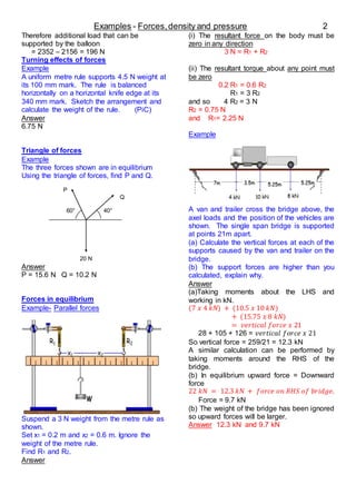 6. forces, density and pressure examples | PDF