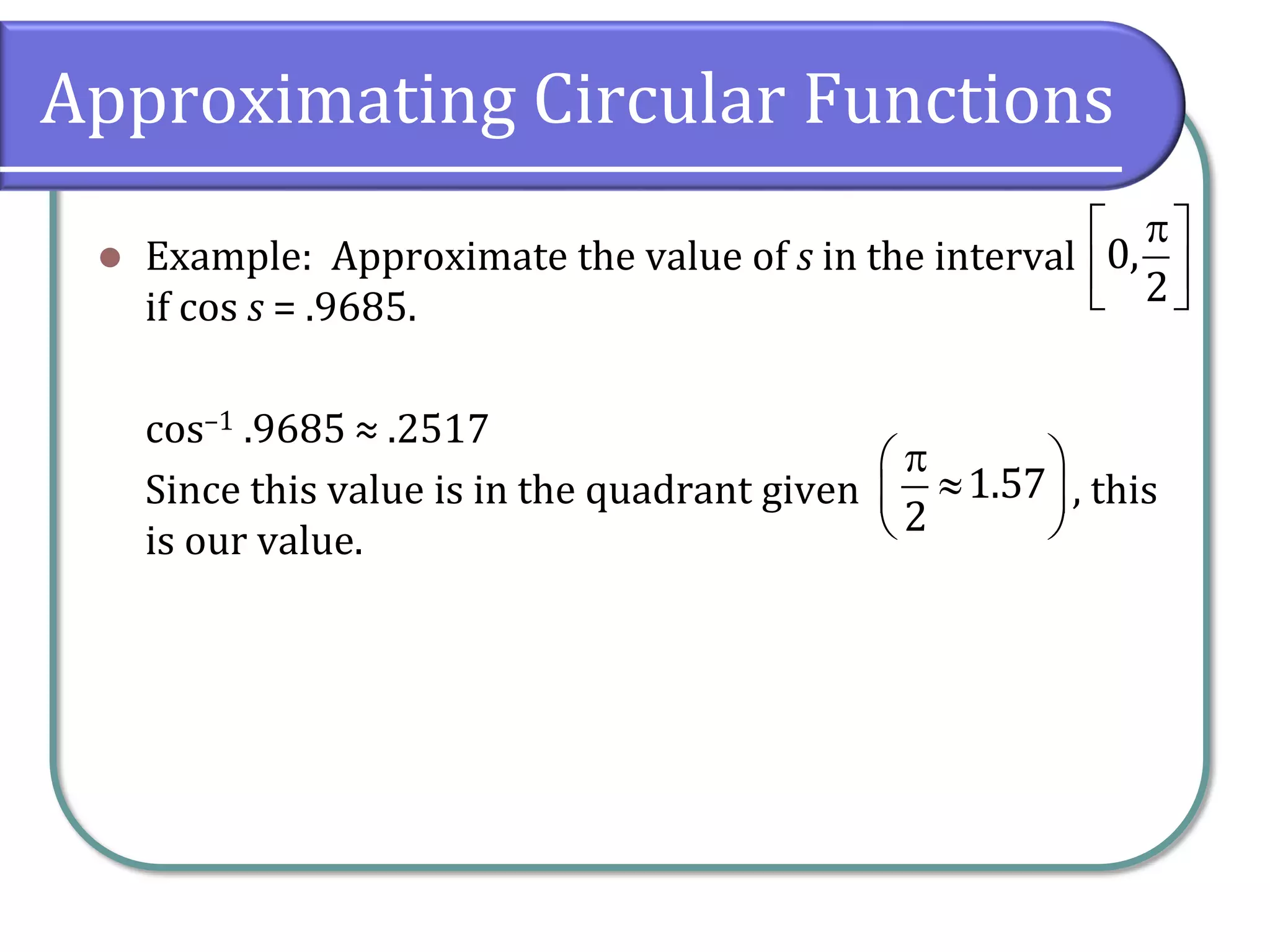 6.2 Unit Circle and Circular Functions | PDF
