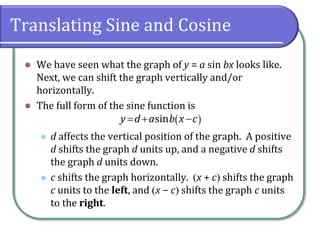 6.4 Translations of Sine and Cosine Graphs | PPT