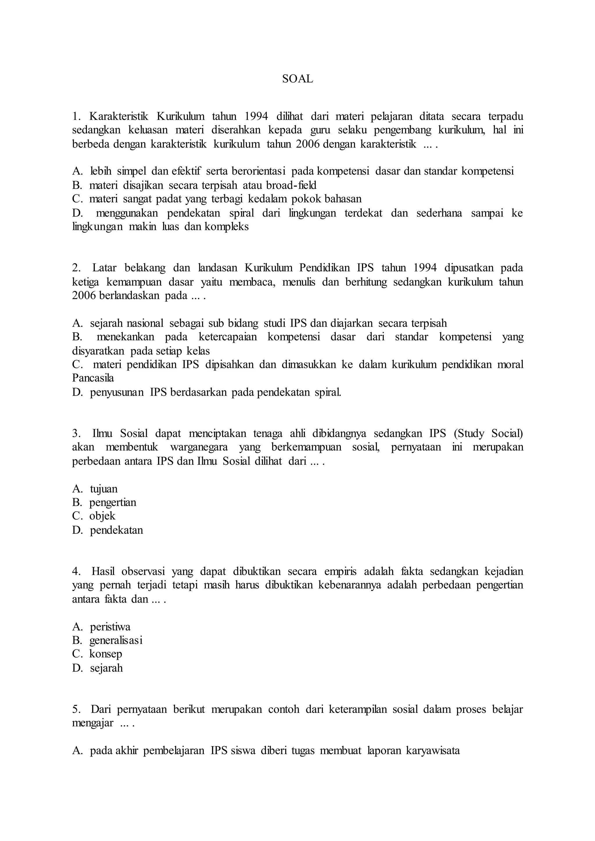 6. soal up mapel ips mei 2019 | PDF