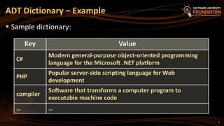 18. Dictionaries, Hash-Tables and Set | PPTX