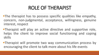 Supportive psychotherapy, family and marital therapy | PPTX