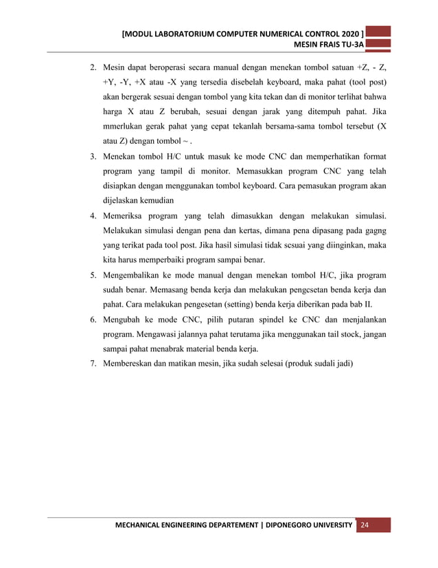 Modul Praktikum Pada Mesin CNC TU 3A 2020 | PDF