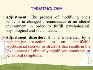 REACTION TO STRESS DISORDER AND ADJUSTMENT DISORDERS | PPTX
