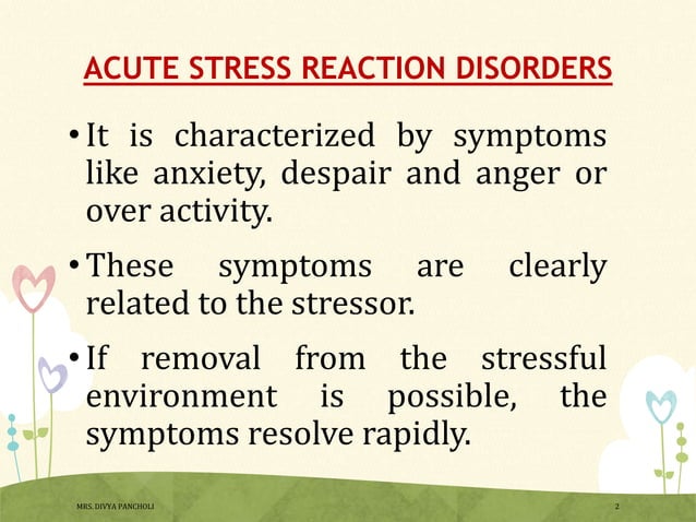 REACTION TO STRESS DISORDER AND ADJUSTMENT DISORDERS | PPTX