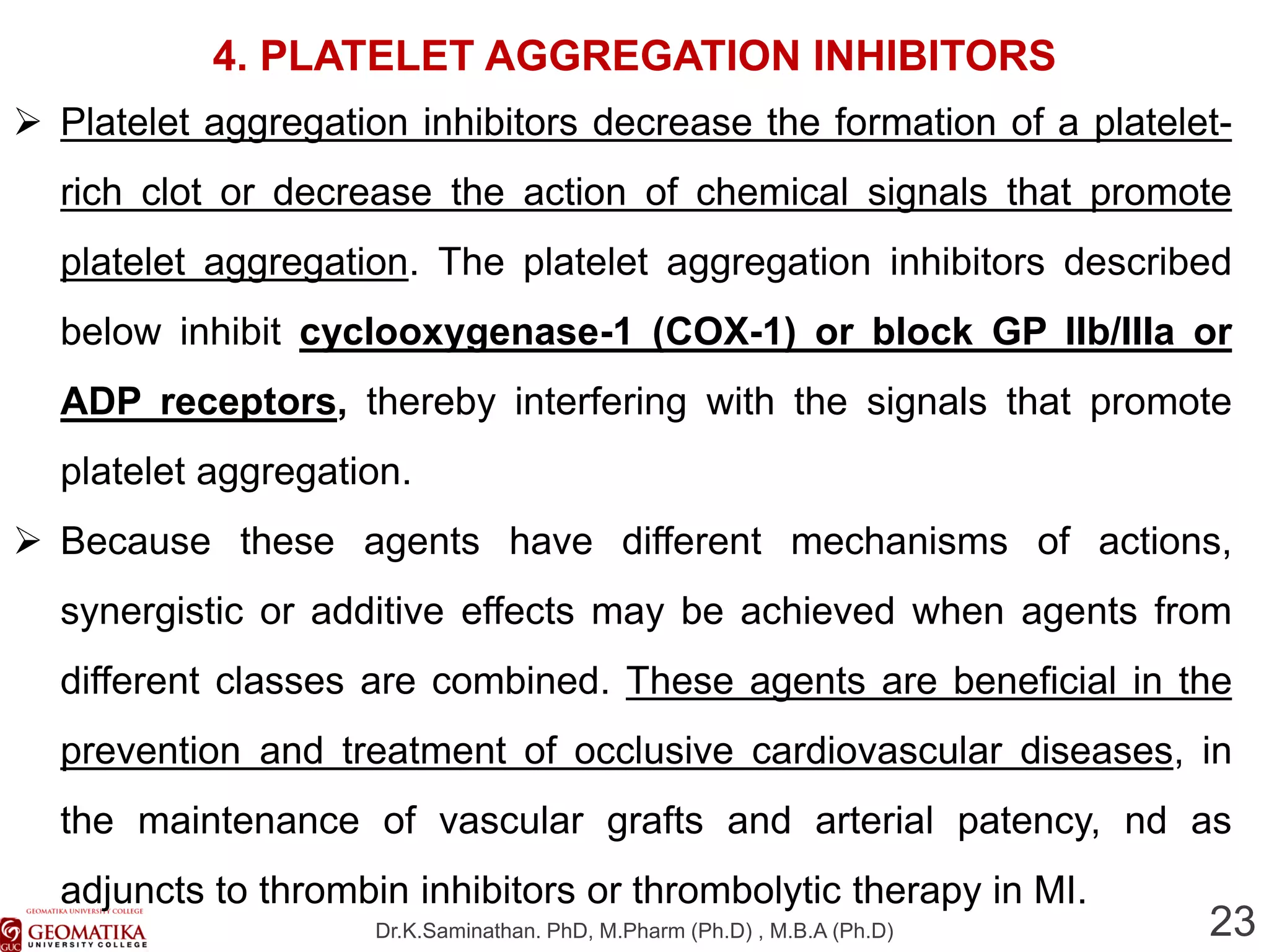 6. anticoagulants and antiplatelet agents | PDF
