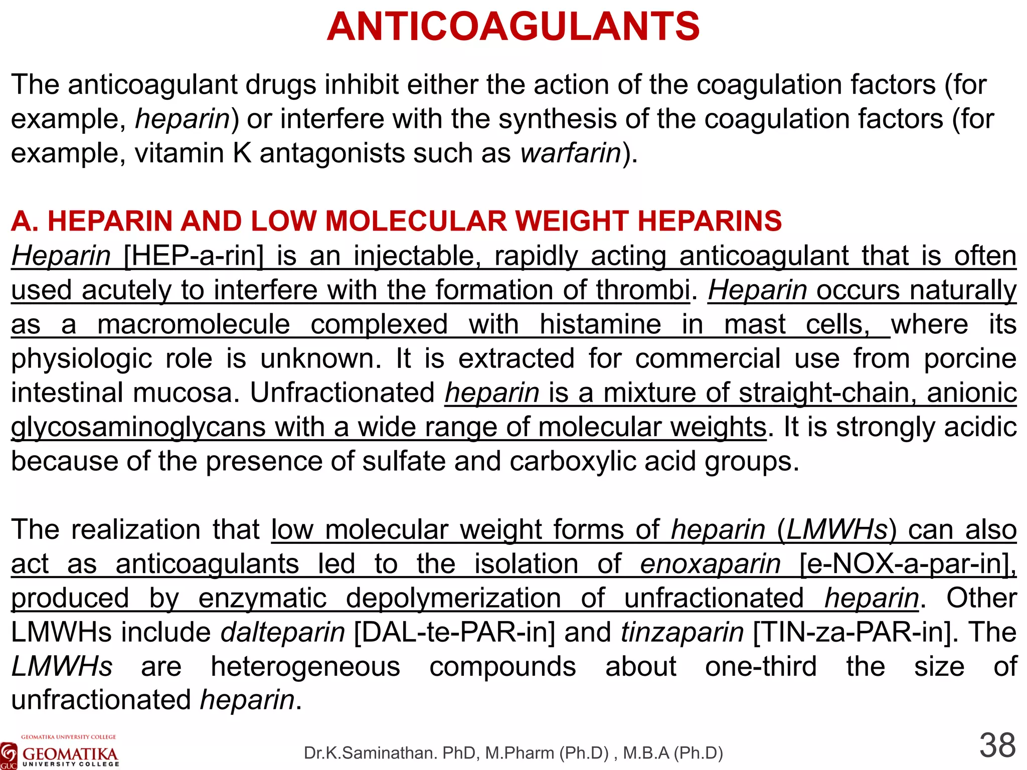 6. anticoagulants and antiplatelet agents | PDF