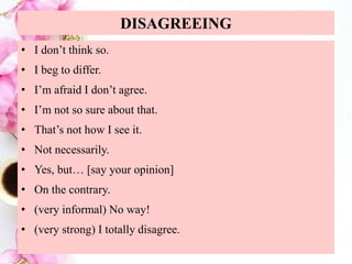 LANGUAGE FUNCTION: AGREEING AND DISAGREEING | PPT