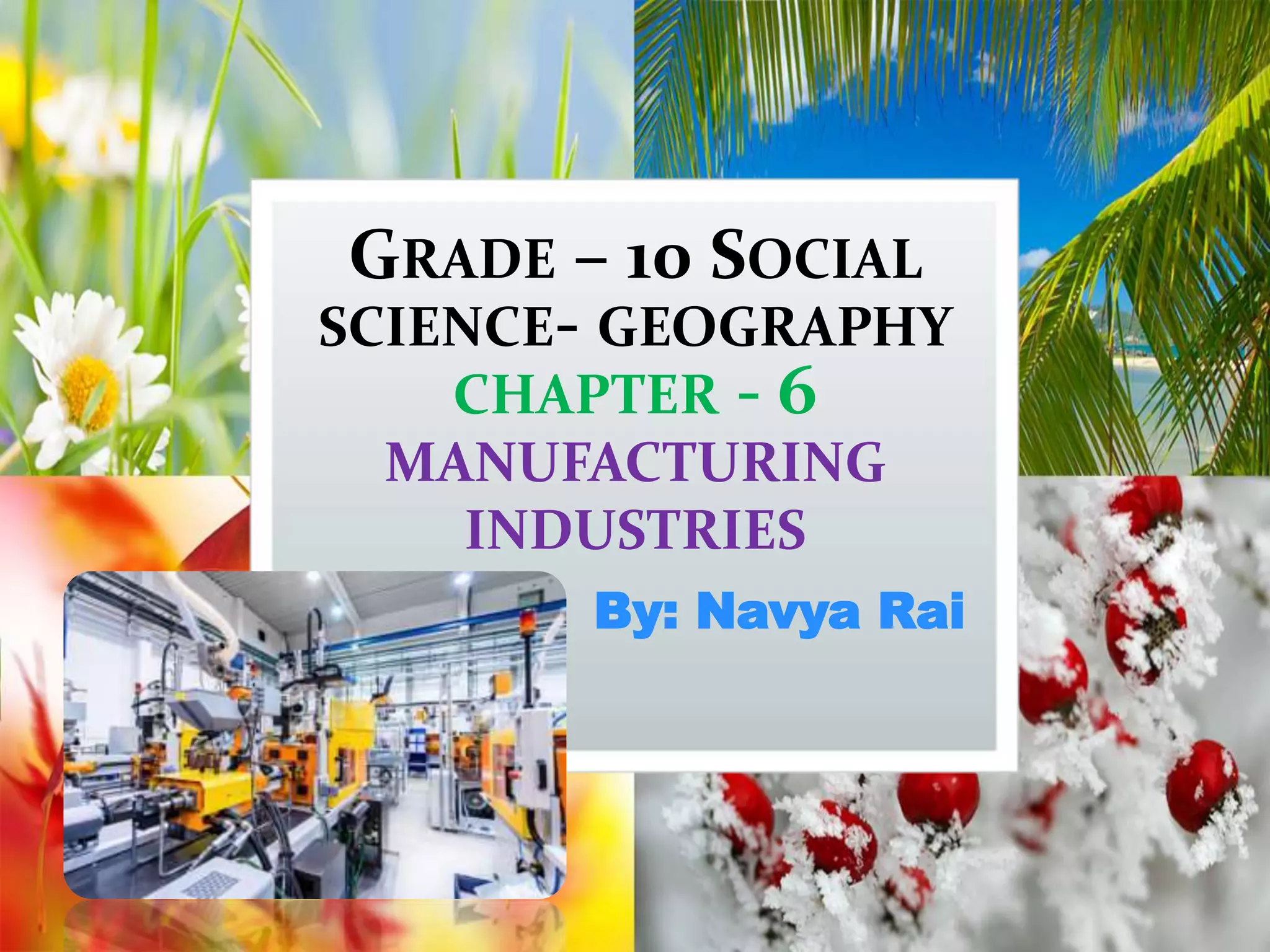 Grade 10th Social Science- Geography 6. Manufacturing Industries | PDF