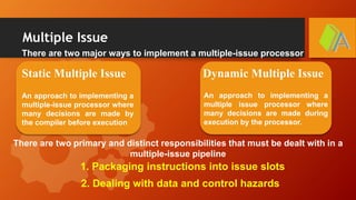 Instruction Level Parallelism | Static Multiple Issue & Dynamic Multiple Issue Processors | PPTX