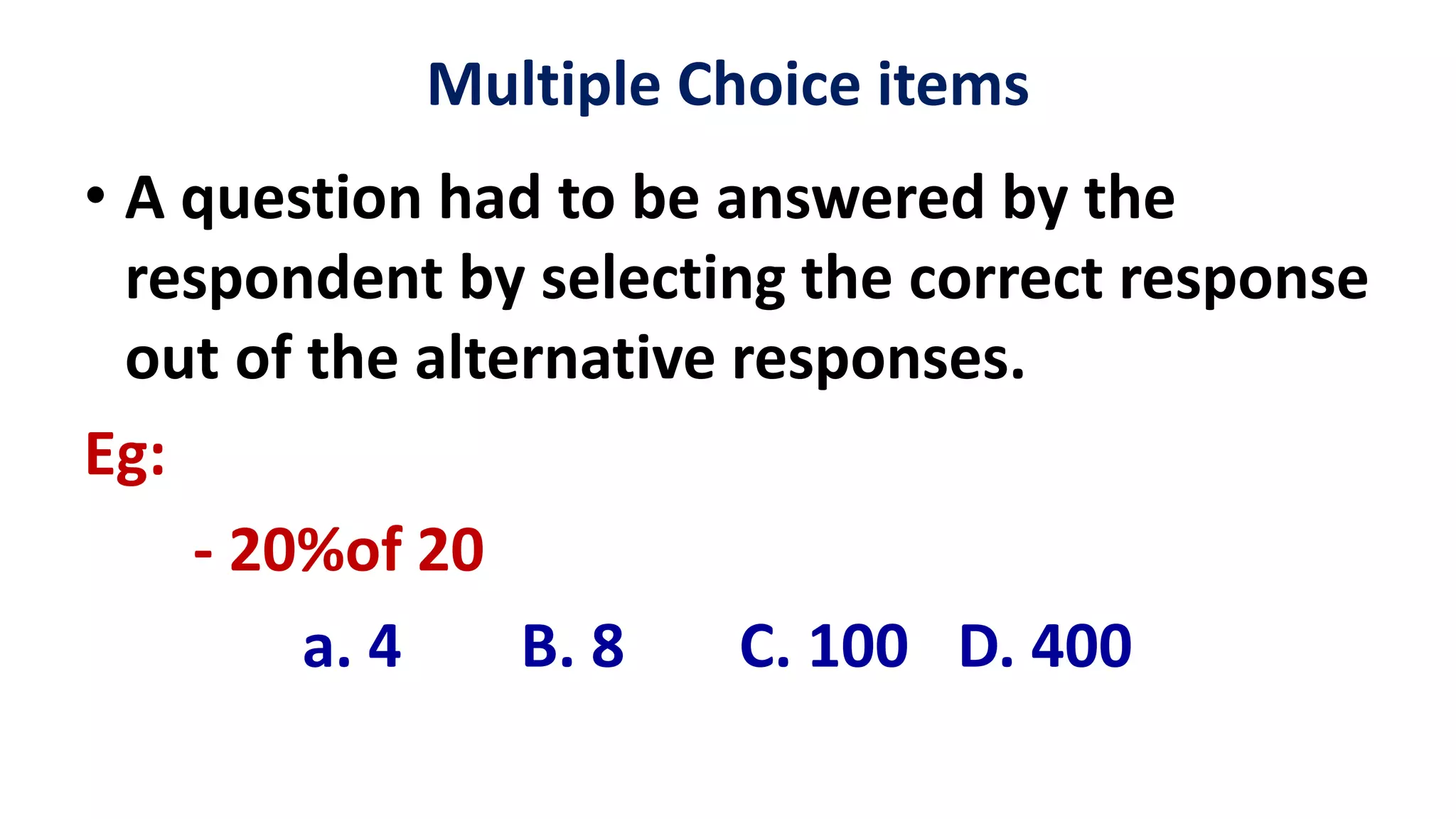 6. types of test items | PPTX