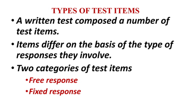 6. types of test items | PPT