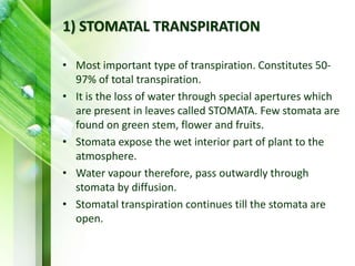 Transpiration and factors affecting transpiration | PPT