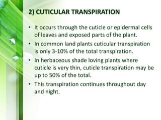 Transpiration and factors affecting transpiration | PPT