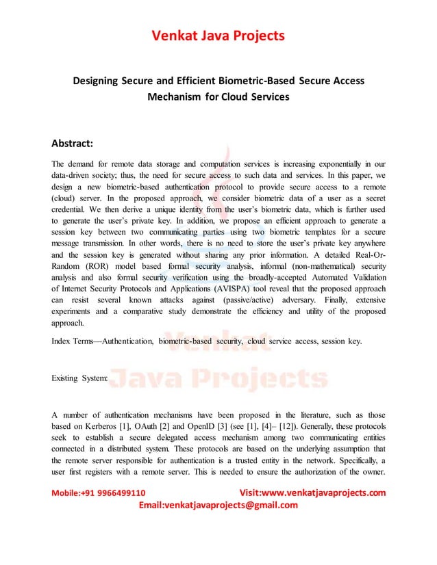 6 Designing Secure And Efficient Biometric Based Secure Access
