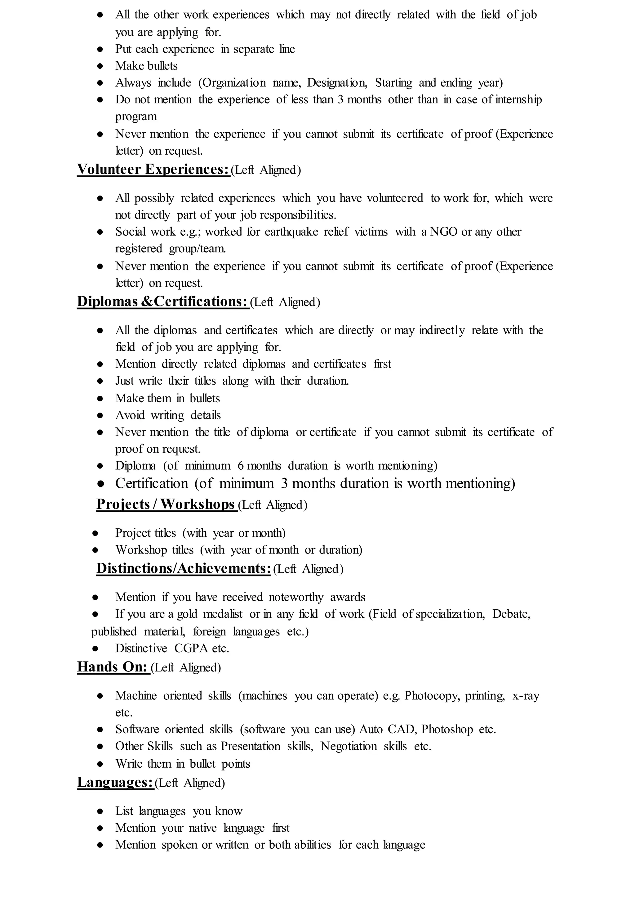 cv format structure | DOCX