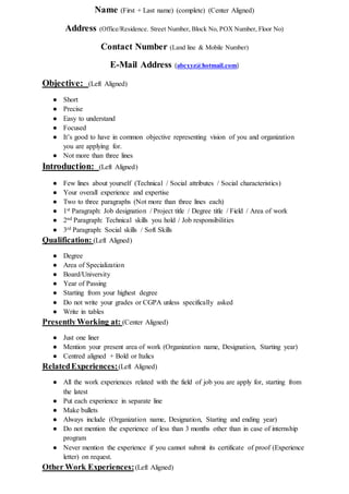 cv format structure | DOCX