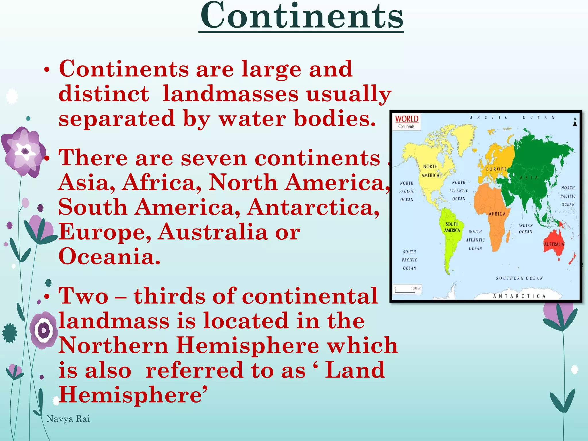 Grade - 6 Geography Ch.6. continents and oceans | PDF