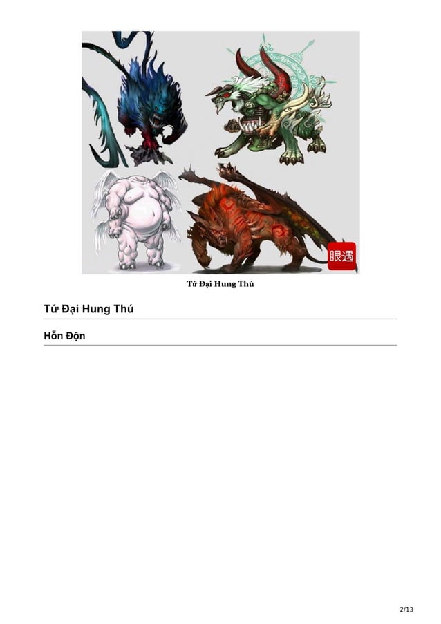 Truyền Thuyết Về Tứ Đại Hung Thú Thời Thượng Cổ | PDF