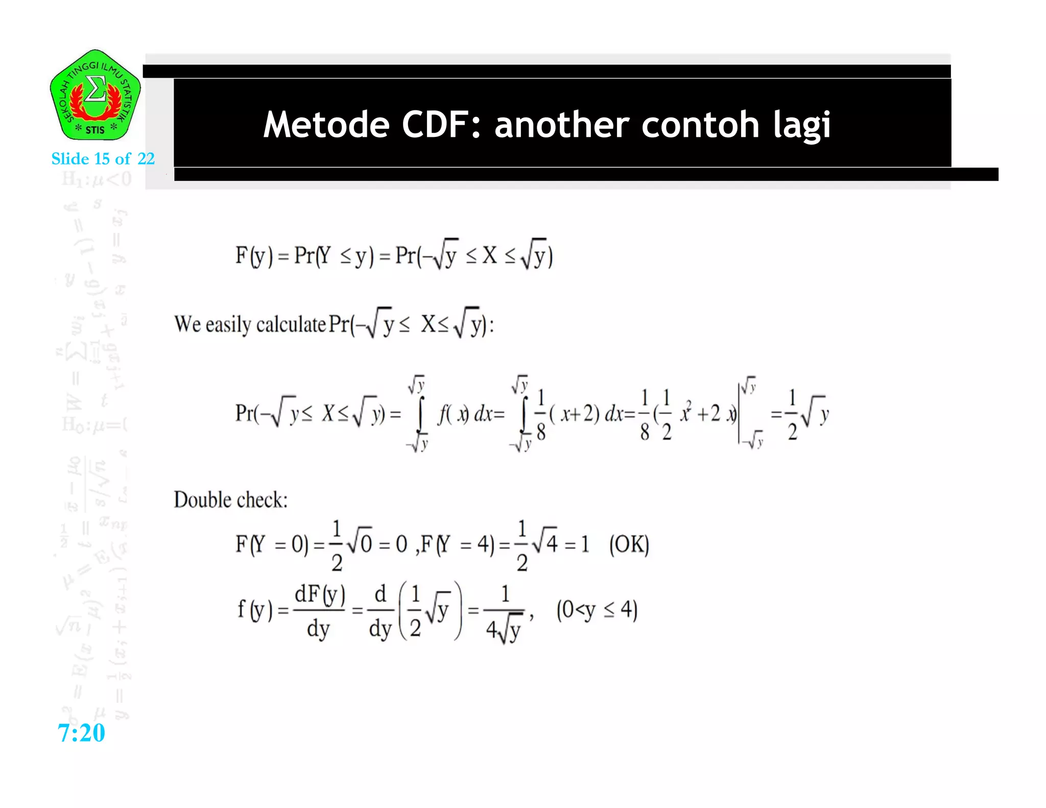Transformasi Peubah Acak Teknik CDF | PDF